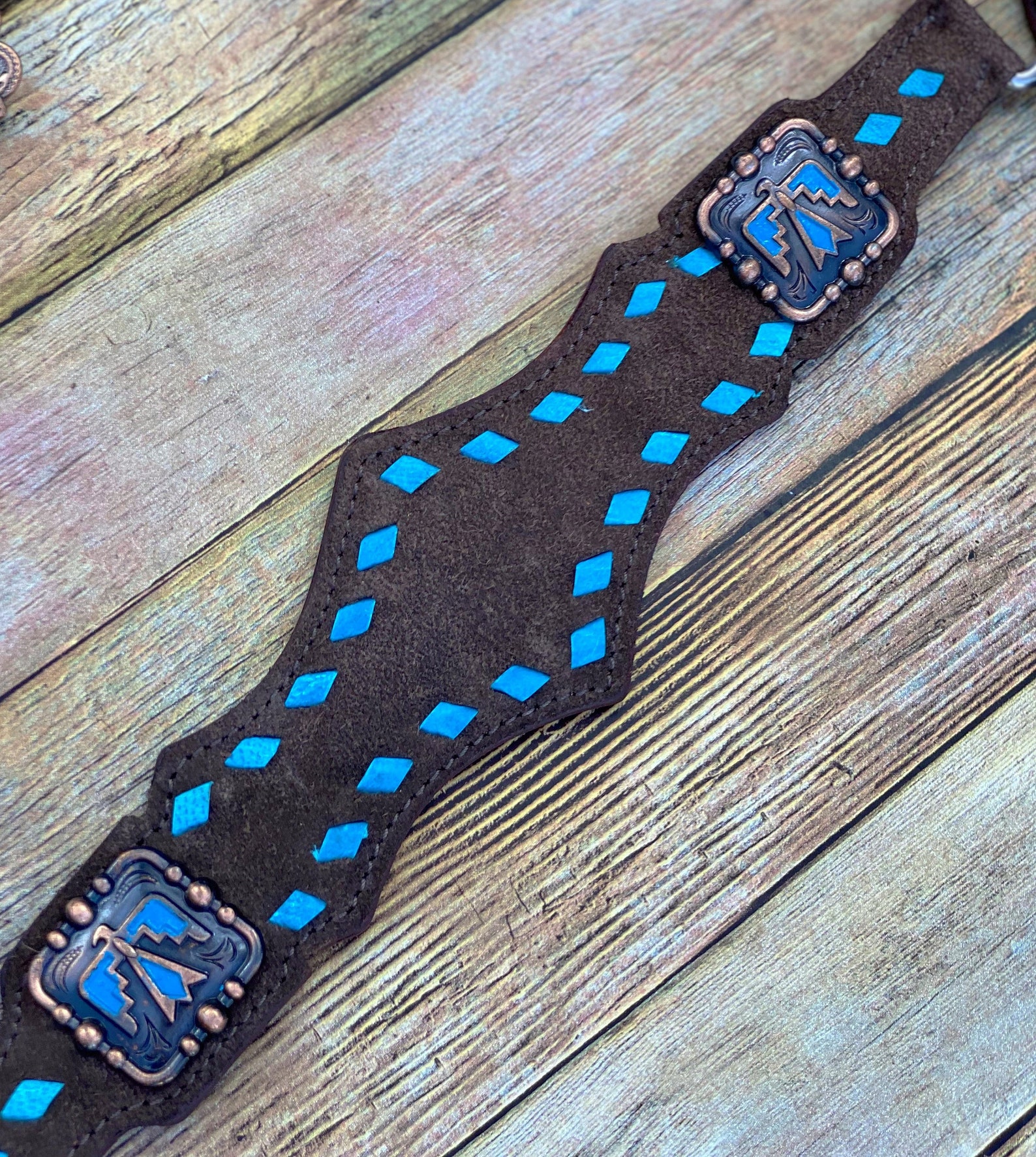 Roughout With Turquoise Buckstitch Cob Size Tack Set - Etsy