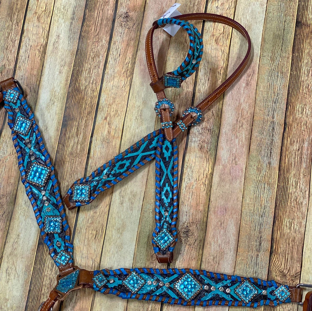 Turquoise Criss Cross Tack Set - Etsy