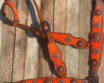 Turquoise Gator Inlay Cob Size Tack Set - Etsy