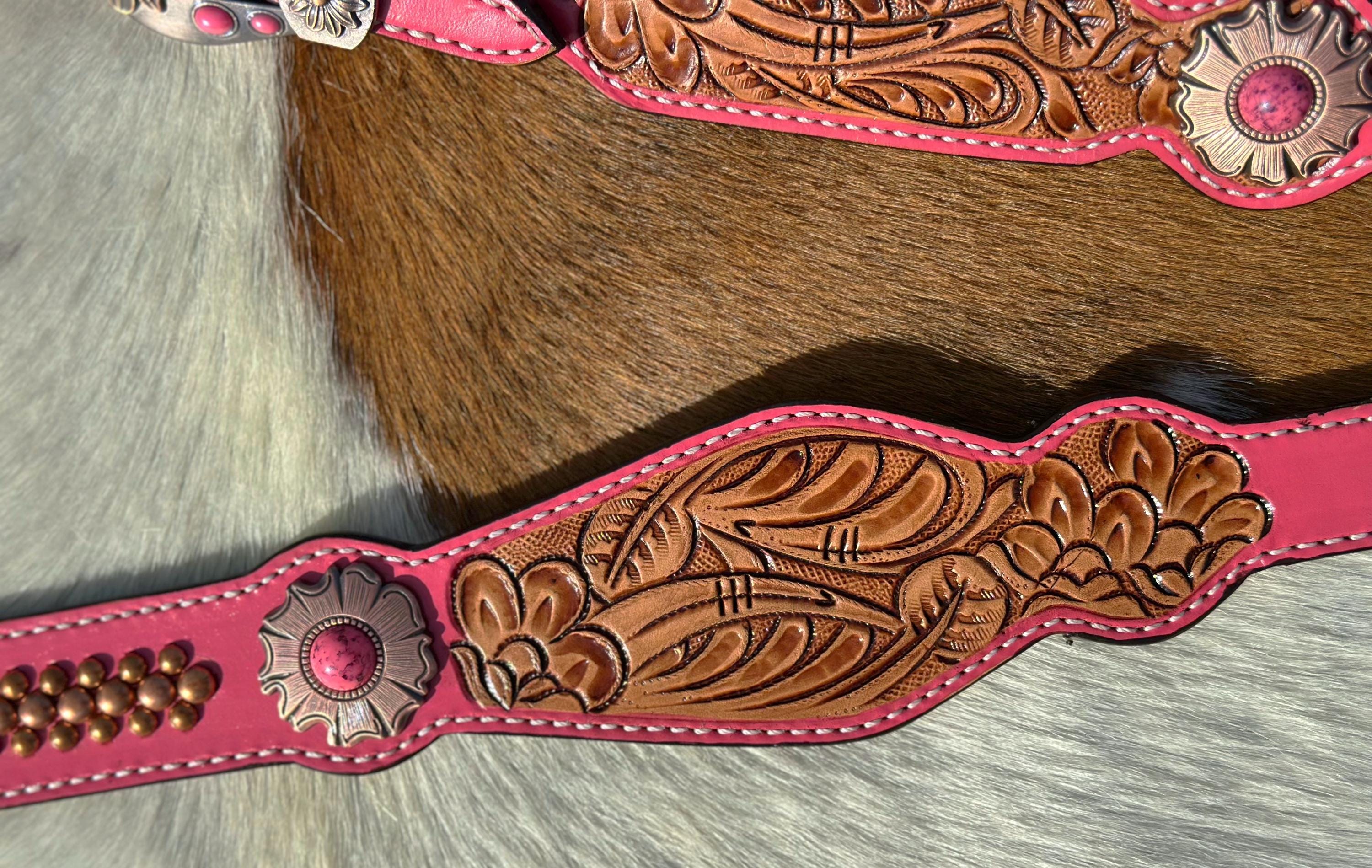 Pink Tooled Tack Set - Etsy