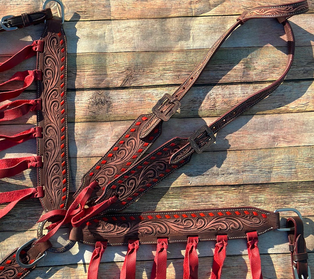 Red Buckstitch Tack Set - Etsy