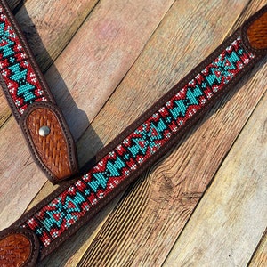 Red and Turquoise Beaded Tack Set - Etsy