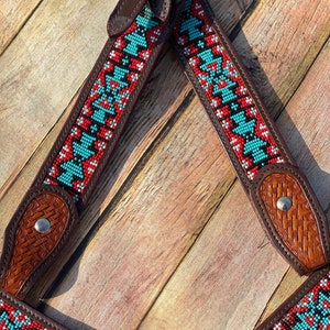 Red and Turquoise Beaded Tack Set - Etsy