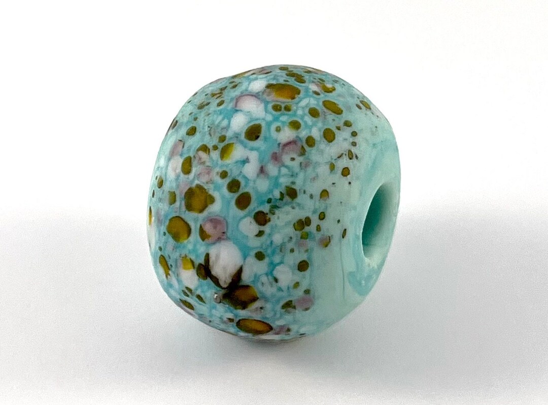 Speckled Light Blue Marble Bead 20mm Handmade Unicorne - Etsy