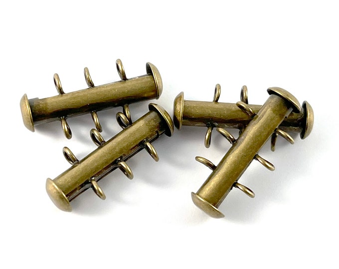3 Strand Vertical Loop Clasp, Antique Gold, Set of 4 Clasps, 21mm, Aka ...