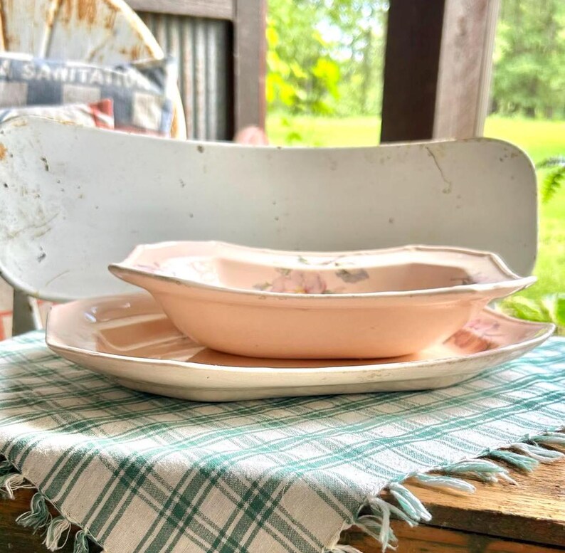 Vintage Pansy Design Serving Tray & Dish - Etsy