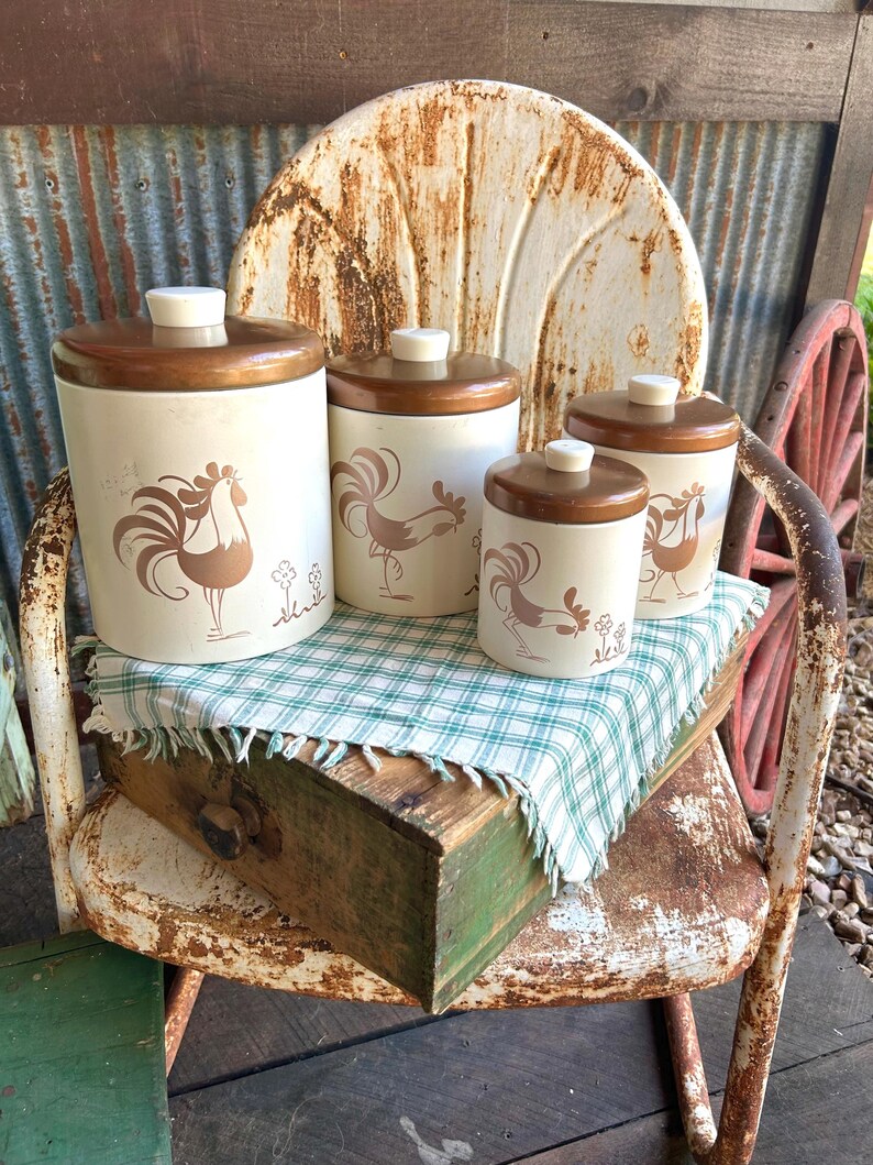 Vintage Ransburg Rooster Canister Set - Etsy