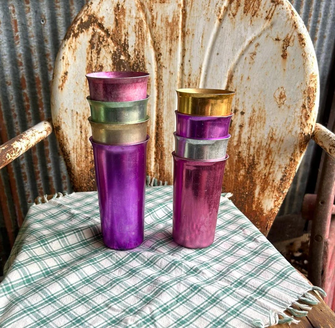 Vintage Aluminum Cups - Set of 8 - Etsy