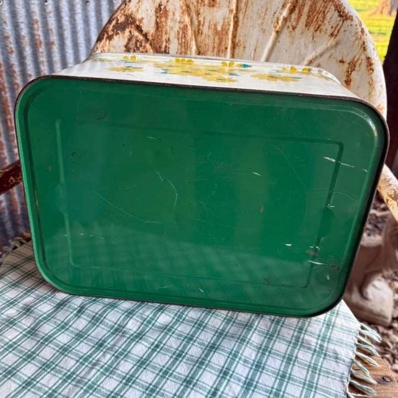 Vintage Metal Yellow Floral Bread Box - Etsy