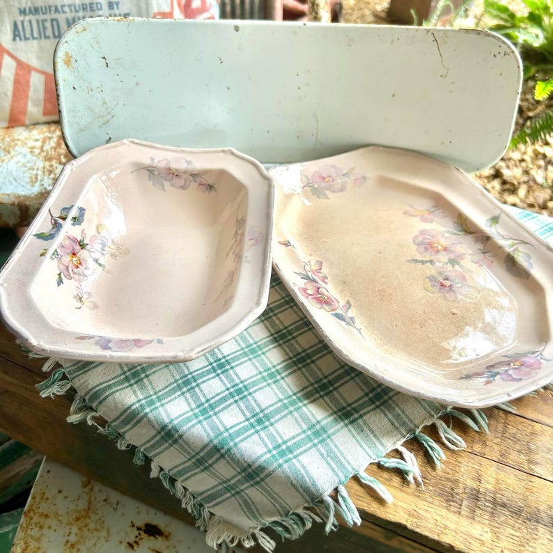 Vintage Pansy Design Serving Tray & Dish - Etsy