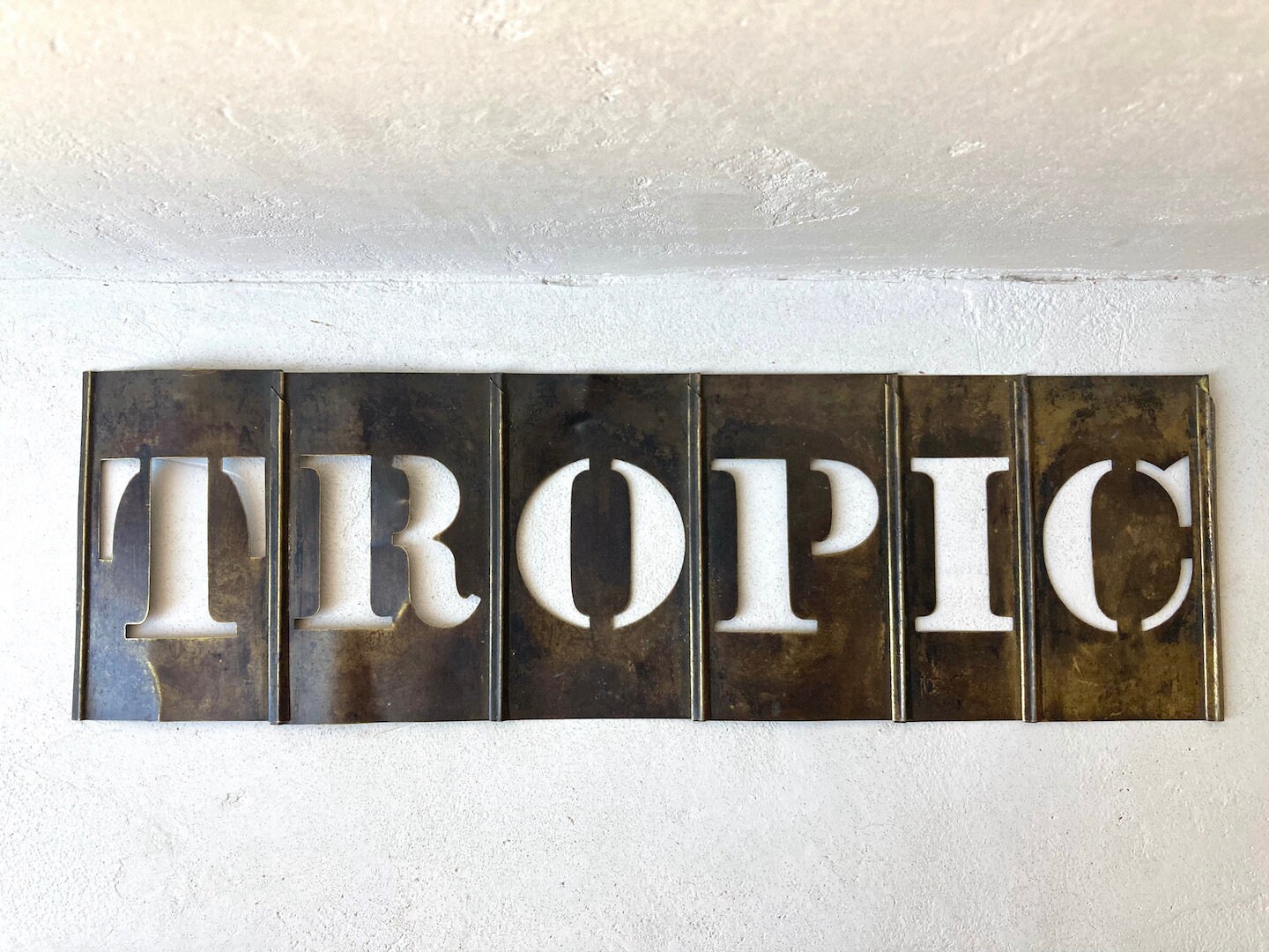 TROPIC BRASS SIGN in Stencil Letters Vintage - Etsy
