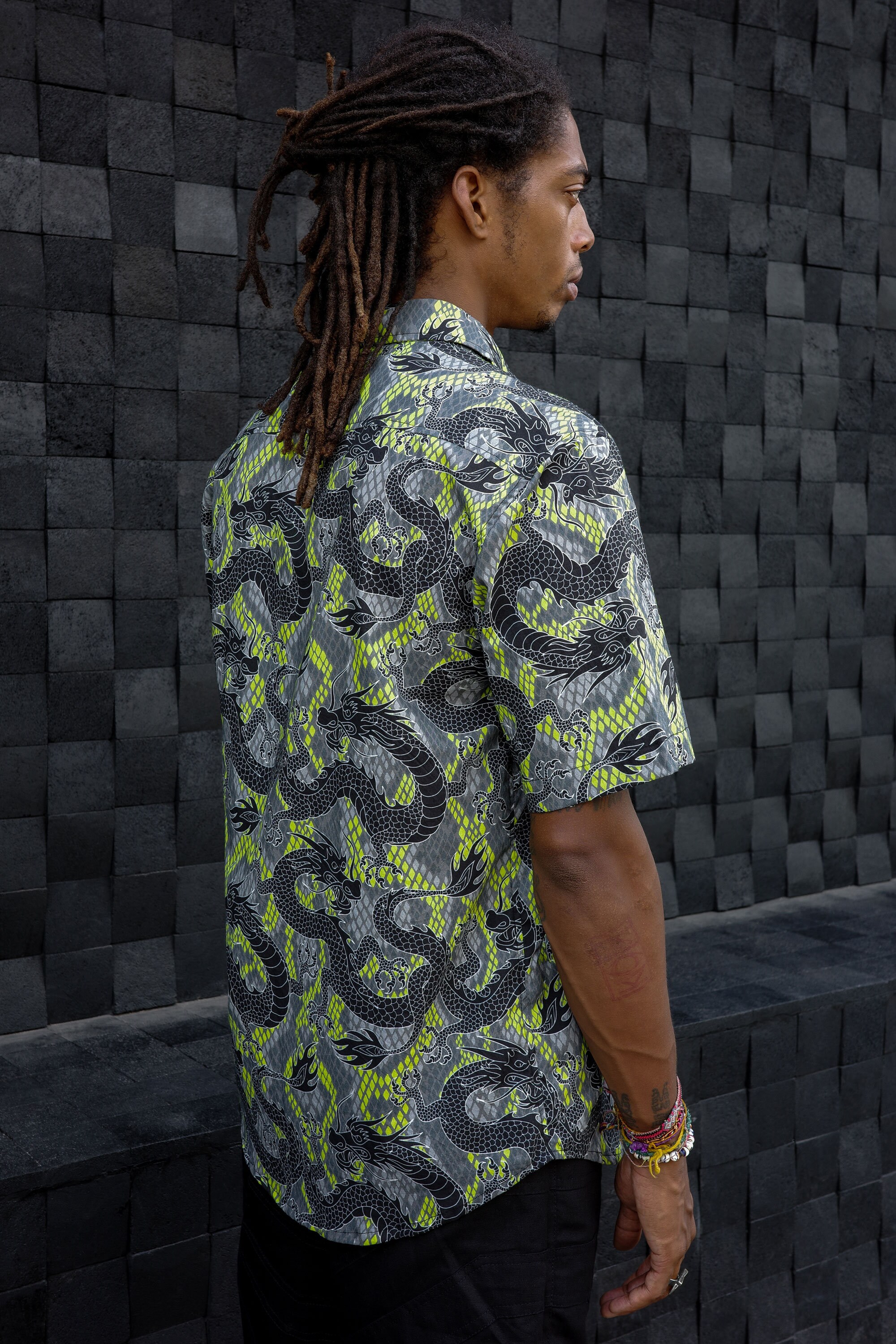 Men's Dragon Snake Print Shirt - Original Patterned Party Shirt ...