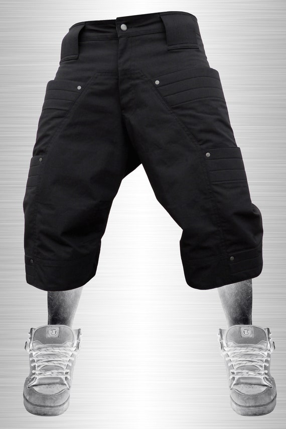 Black mens short pants with pockets Futuristic style short | Etsy