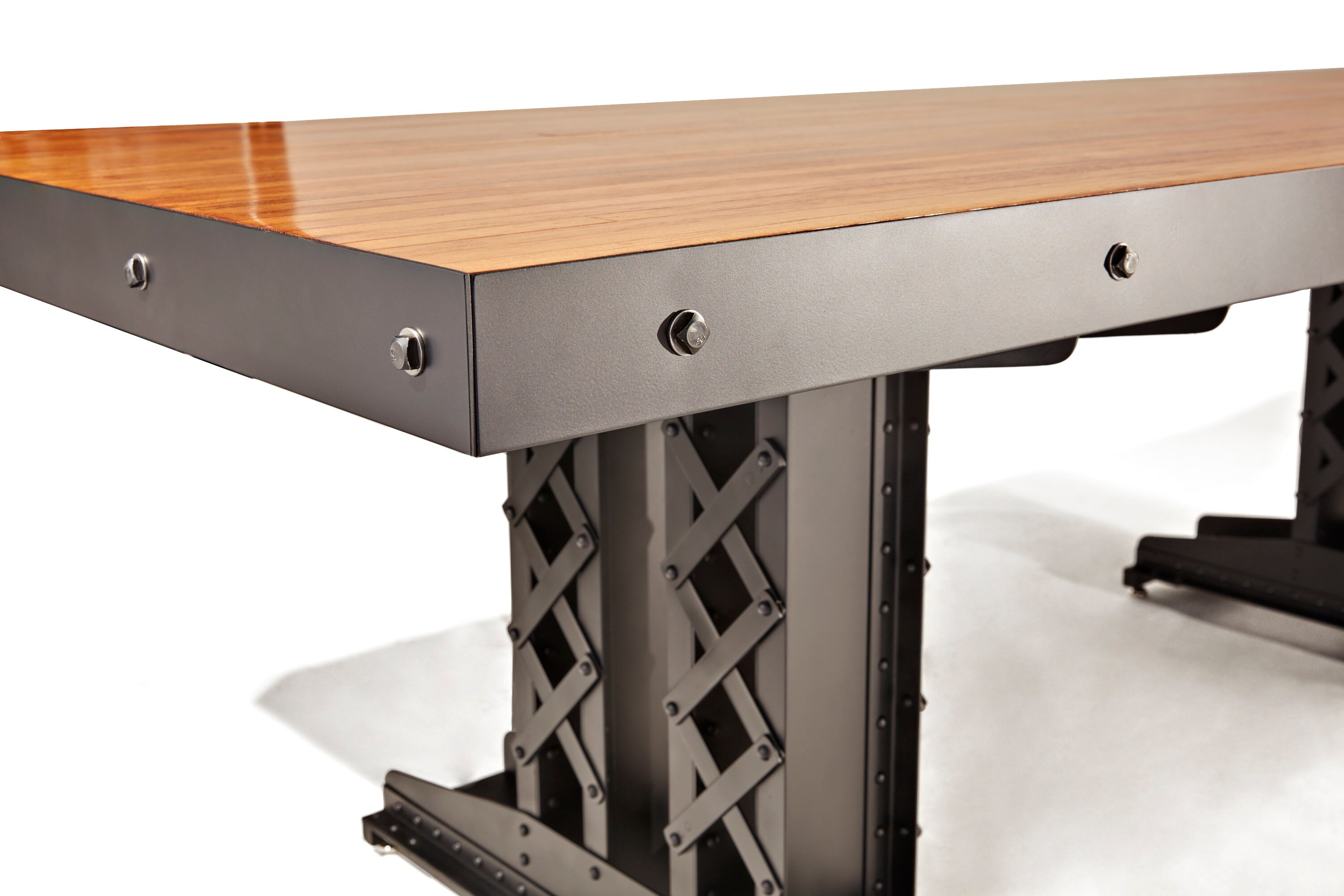 Large Industrial Hot Riveted Railroad Trestle Dining Table - Etsy
