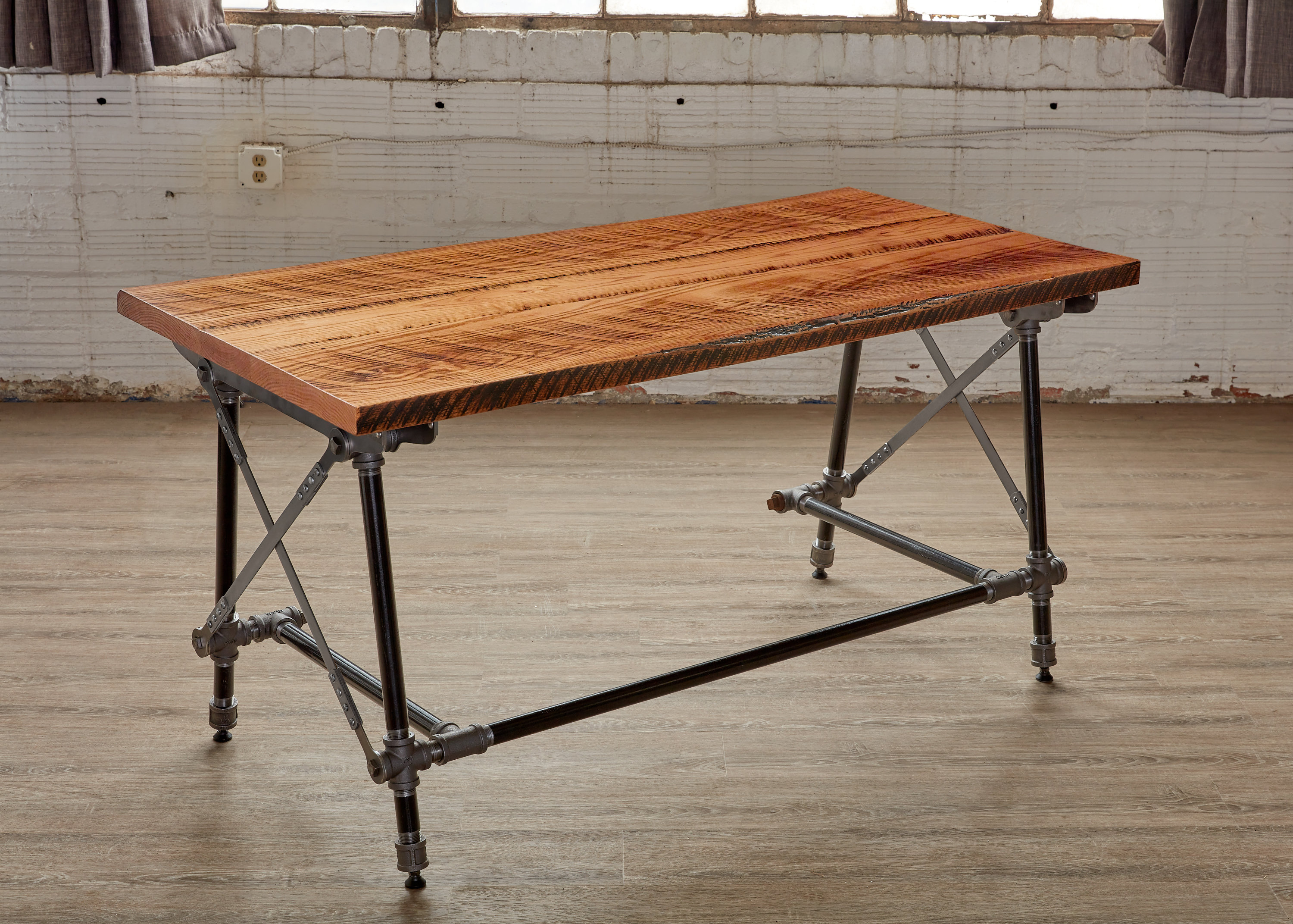 Industrial Desk With Pipe & Riveted Steel Legs - Etsy