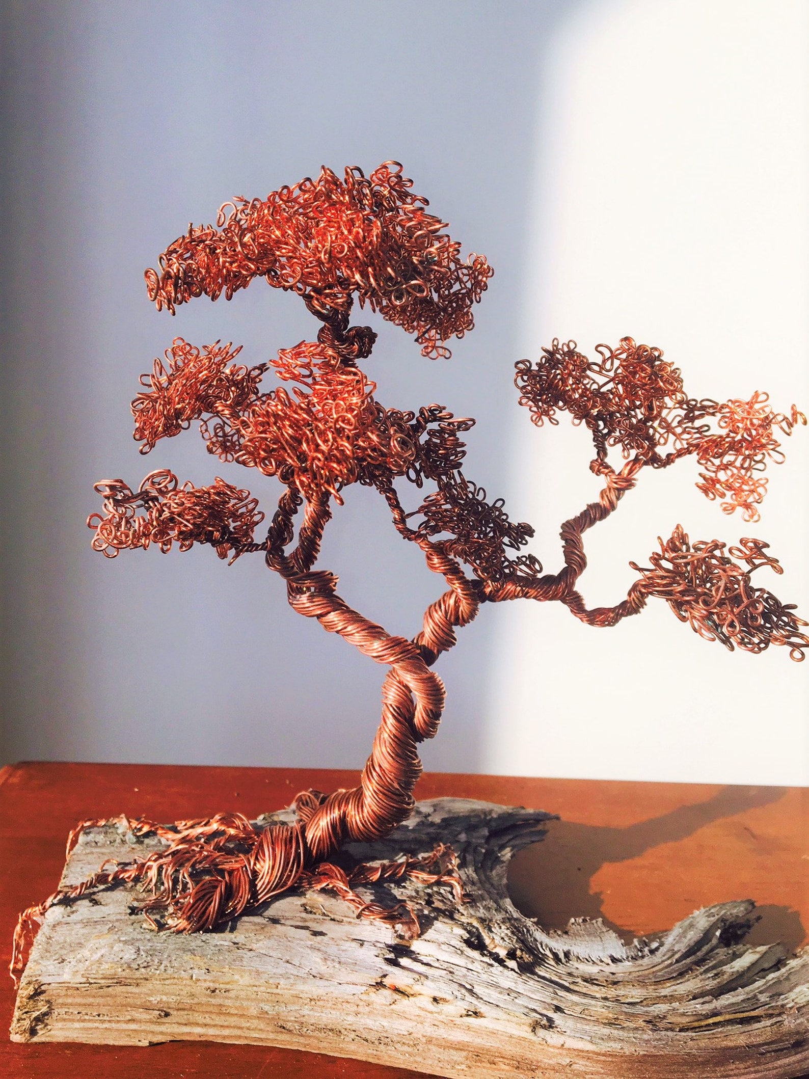 Bonsai Copper Tree on Stone or Knot - Etsy