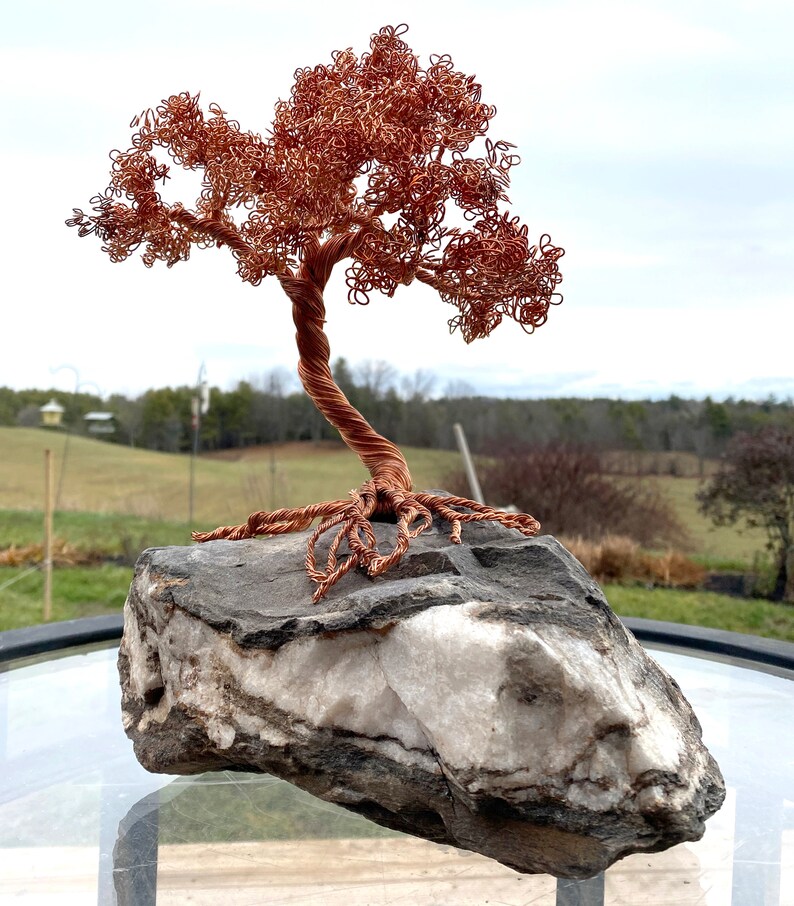 Copper Wire Tree on Beautiful Stone - Etsy
