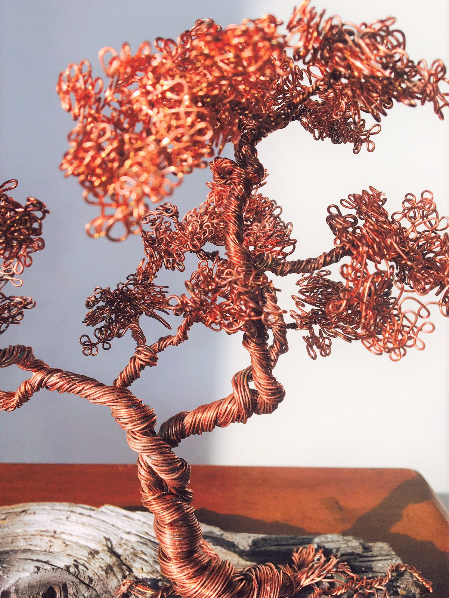 Bonsai Copper Tree on Stone or Knot - Etsy