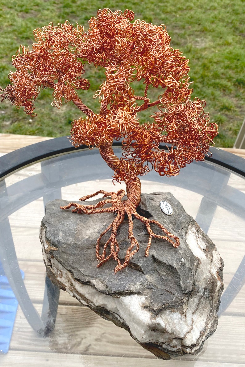 Copper Wire Tree on Beautiful Stone - Etsy