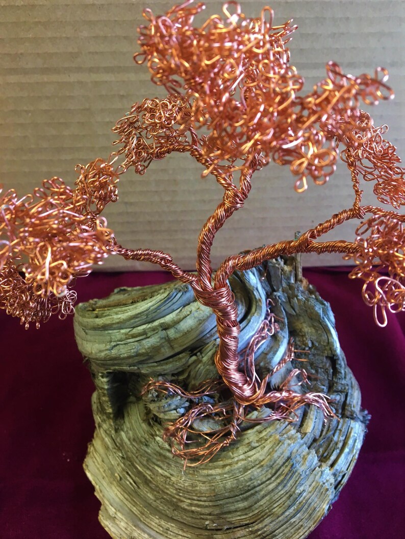 Copper Wire Tree on Pine Knot or Stone | Etsy