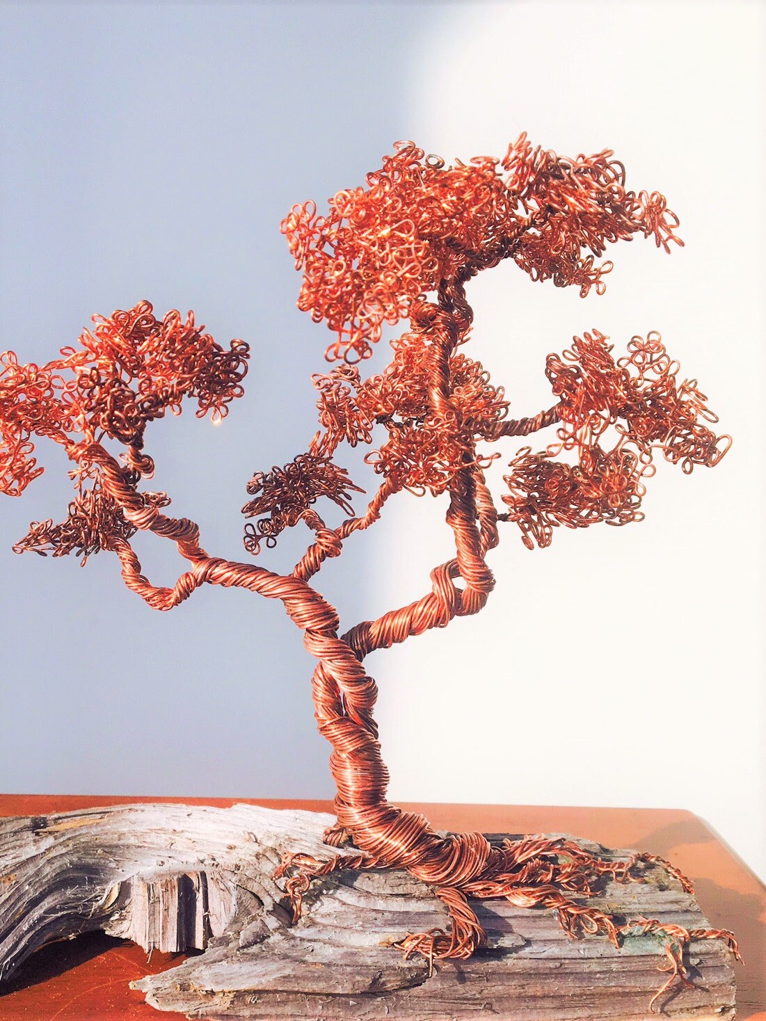 Bonsai Copper Tree on Stone or Knot - Etsy