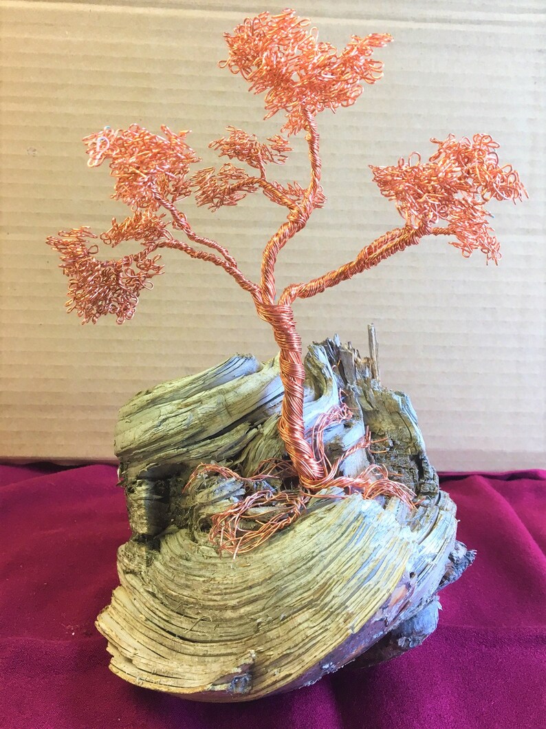 Copper Wire Tree on Pine Knot or Stone - Etsy