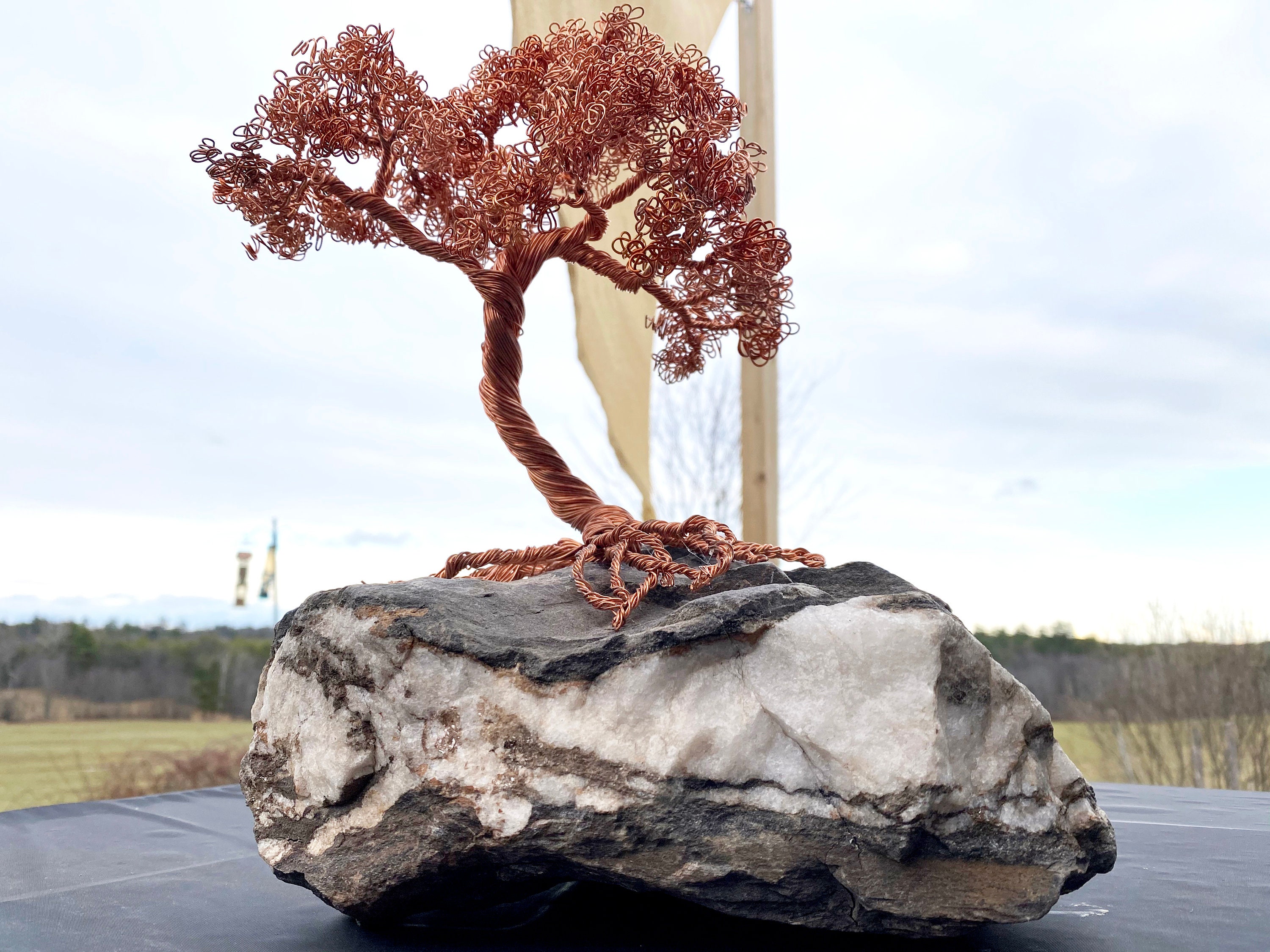 Copper Wire Tree on Beautiful Stone - Etsy