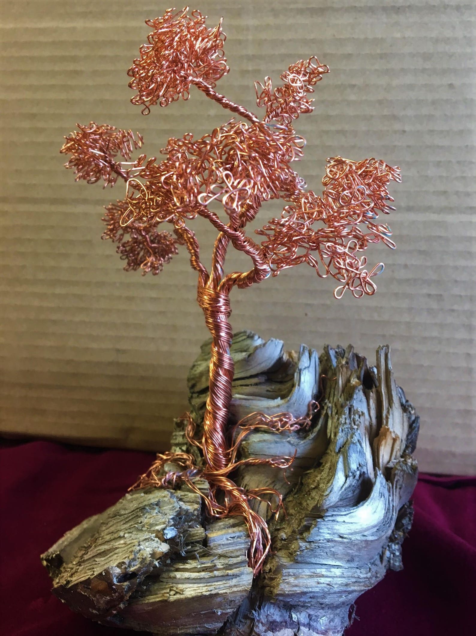 Copper Wire Tree on Pine Knot or Stone | Etsy