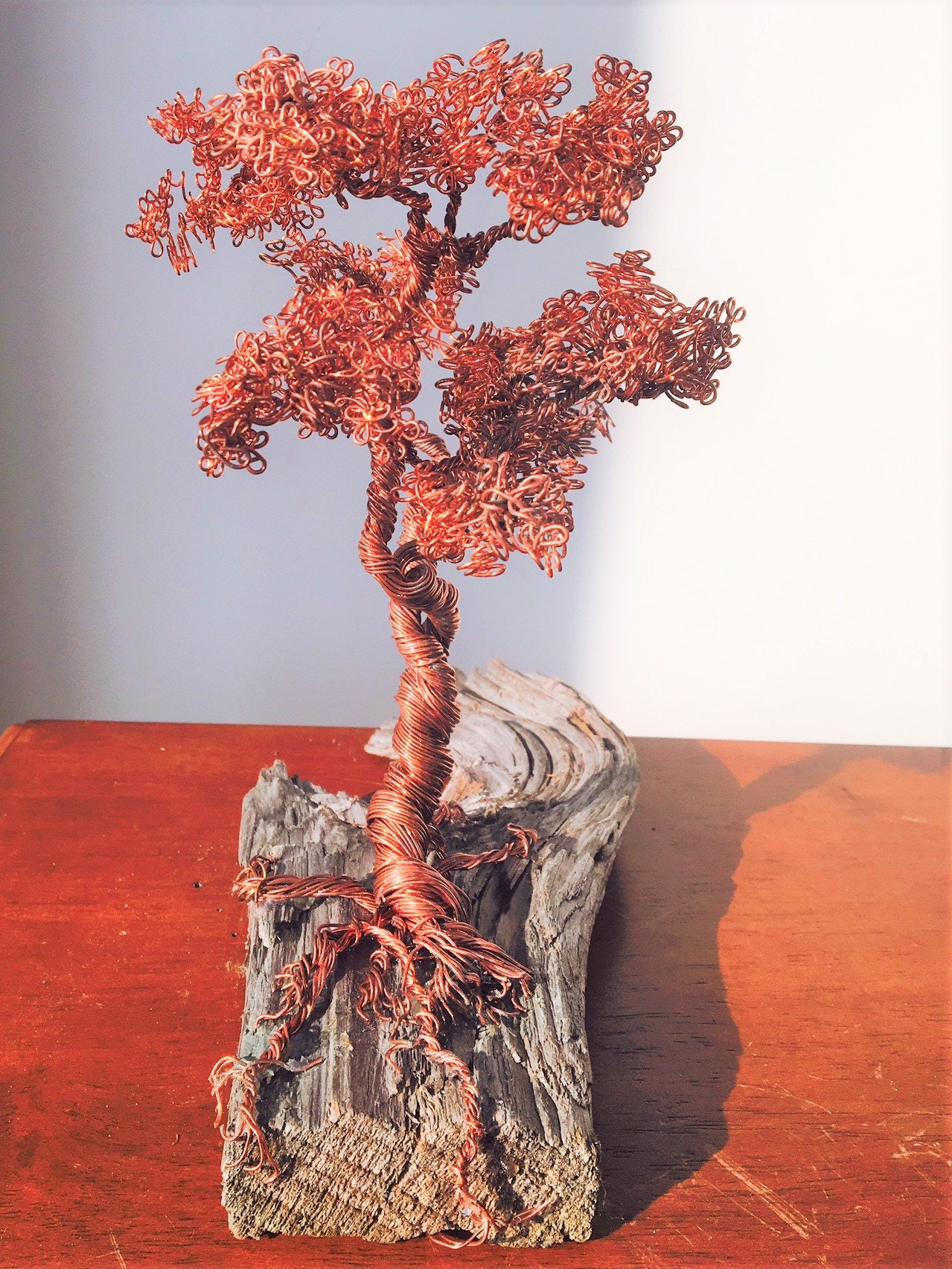 Bonsai Copper Tree on Stone or Knot | Etsy