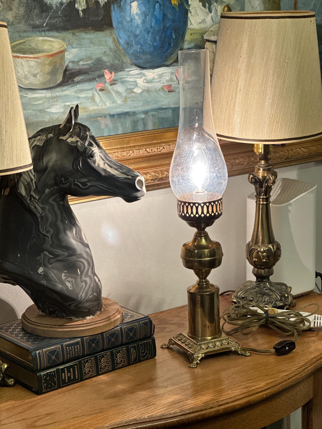 Vintage Mid Century Lion Claw Foot Brass Lamp 19 Tall Hollywood Regency ...