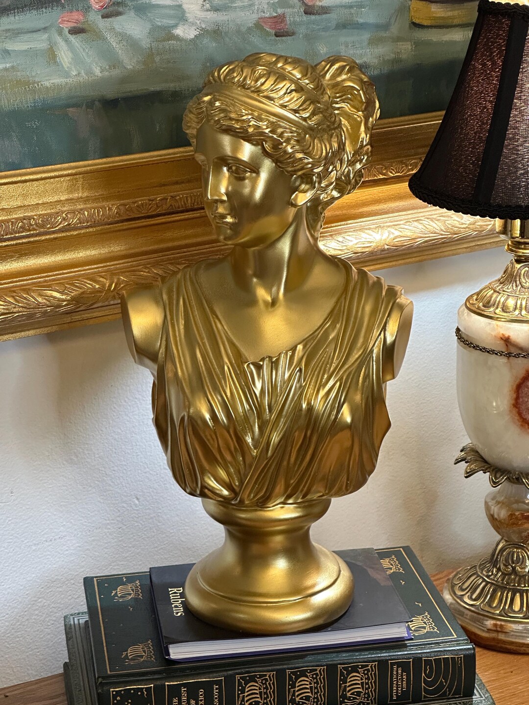 Golden Bust of Artemis – Greek Goddess of the Hunt – Plaster Statue ...