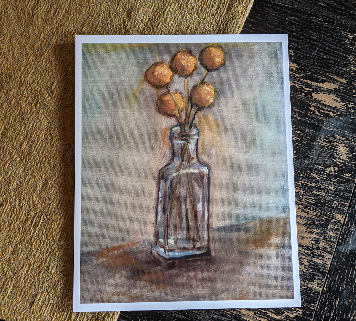 Billy Button Flowers in Bottle 8x10 Art Print - Etsy Australia