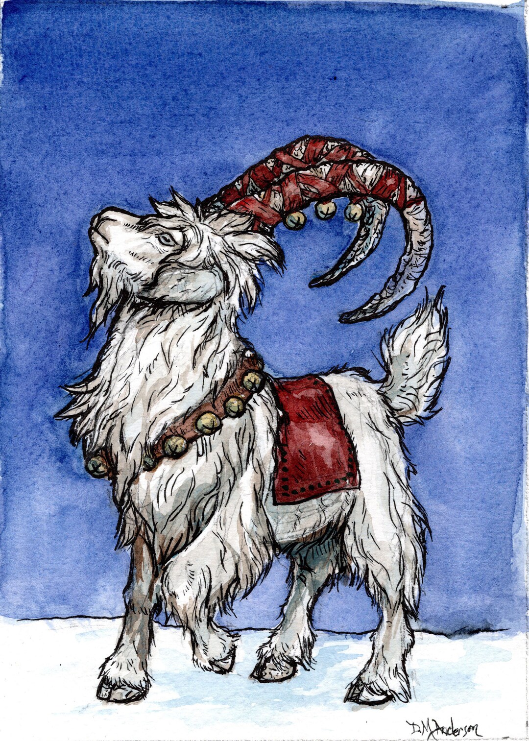 Yule Goat 5 X 7 Art Print - Yule Decor - Holiday Card - Forest ...