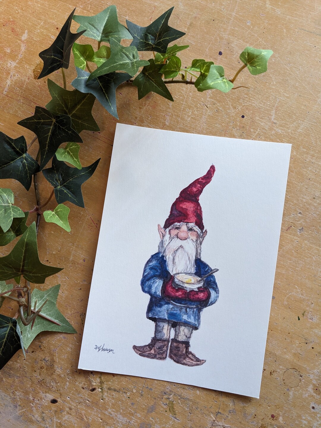 Tomte Nisse Gnome 5 X 7 Art Print Yule Decor Holiday Card Forest ...