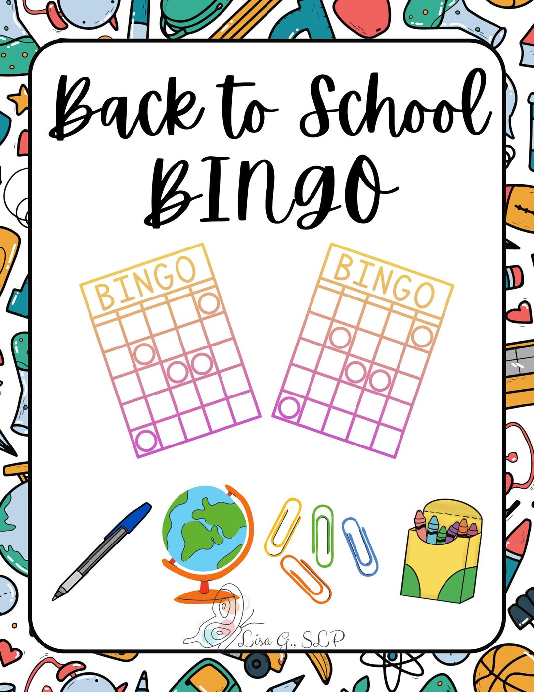 Back to School Bingo // Digital Download // Speech Therapy, Inference ...