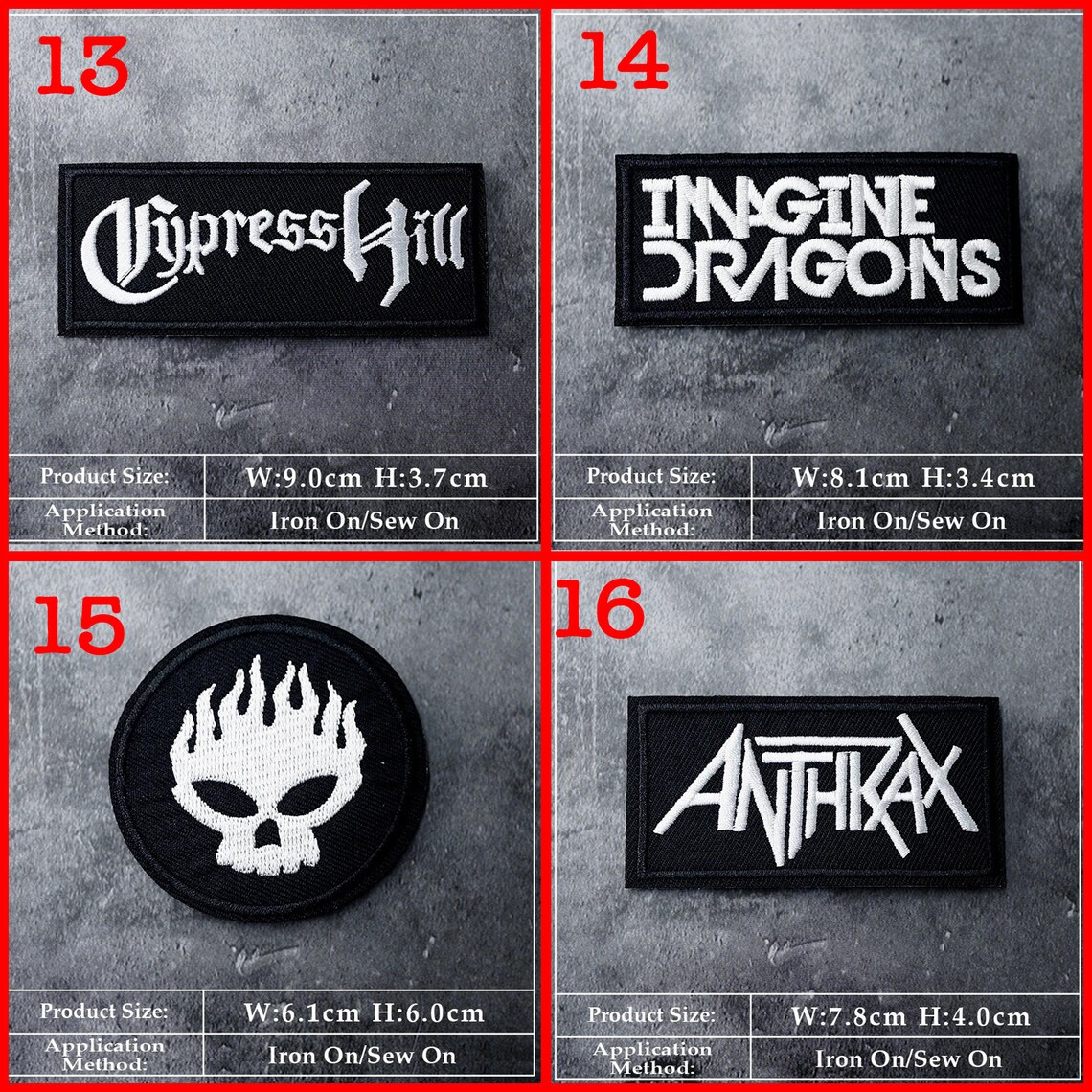 Rock Band Patches Black and White for Clothing, Embroidery Stripes Iron ...
