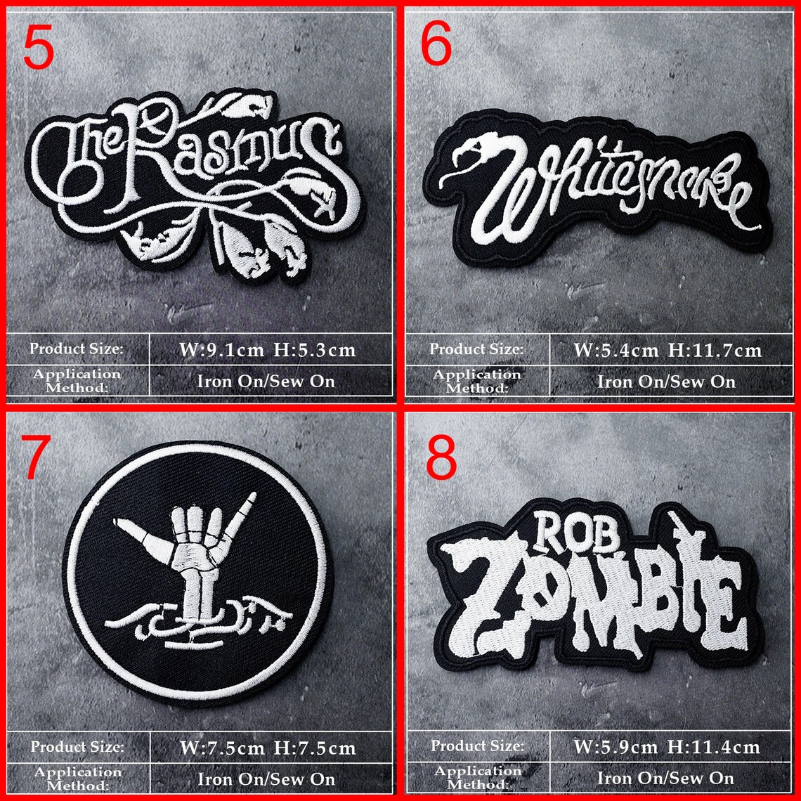 Rock Band Patches Black and White for Clothing, Embroidery Stripes Iron ...