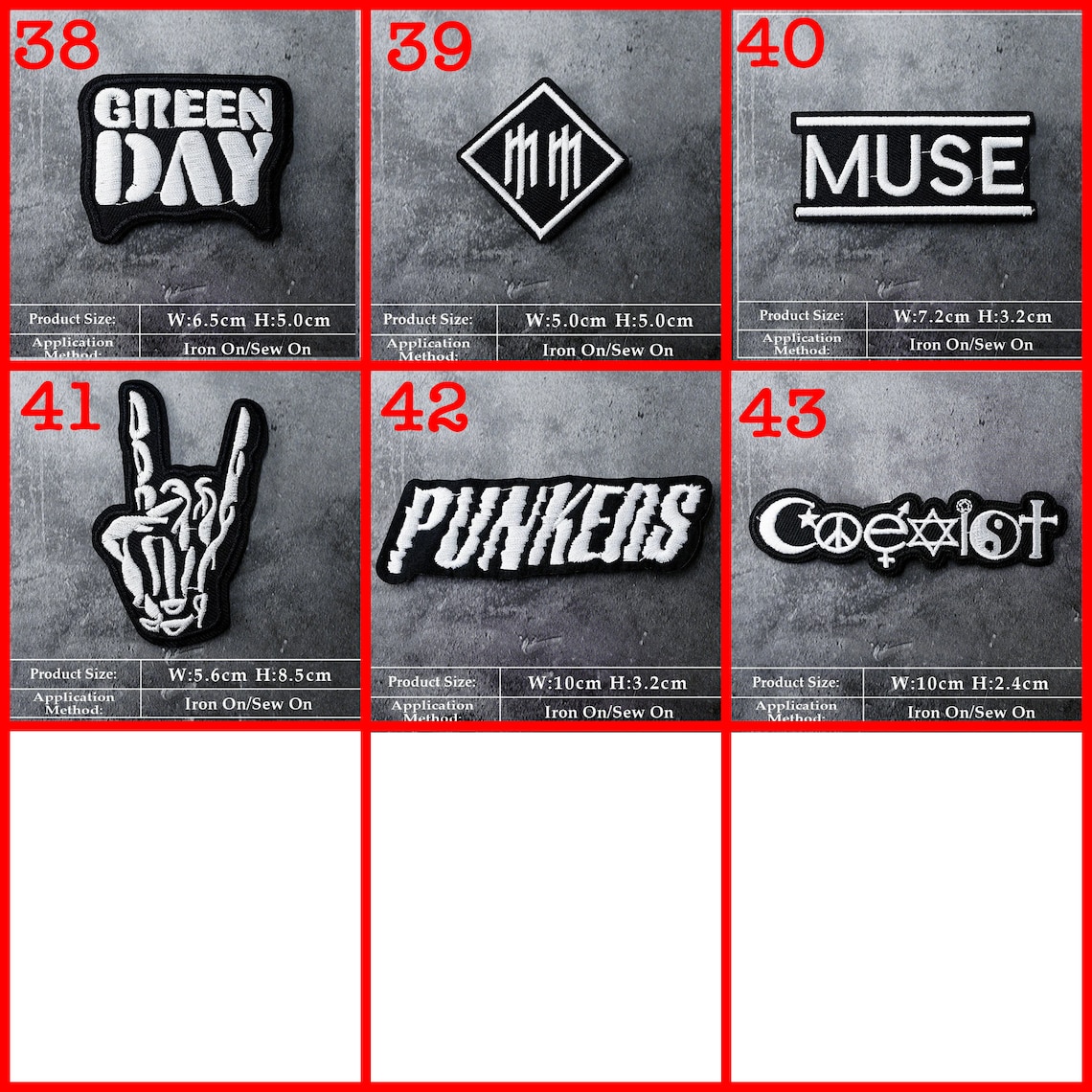 Rock Band Patches Black and White for Clothing, Embroidery Stripes Iron ...