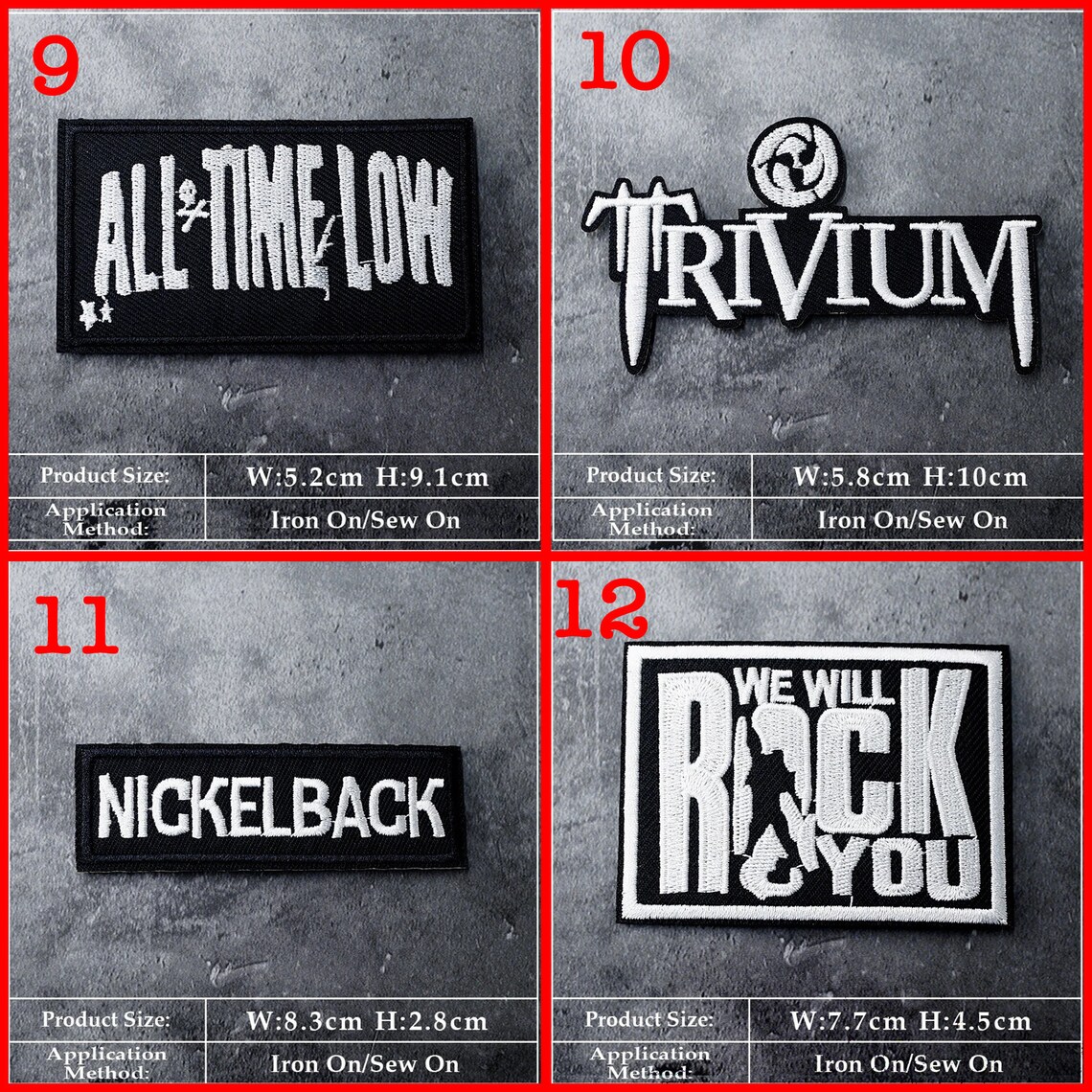 Rock Band Patches Black and White for Clothing, Embroidery Stripes Iron ...