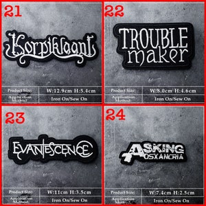 Rock Band Patches Black and White for Clothing, Embroidery Stripes Iron ...