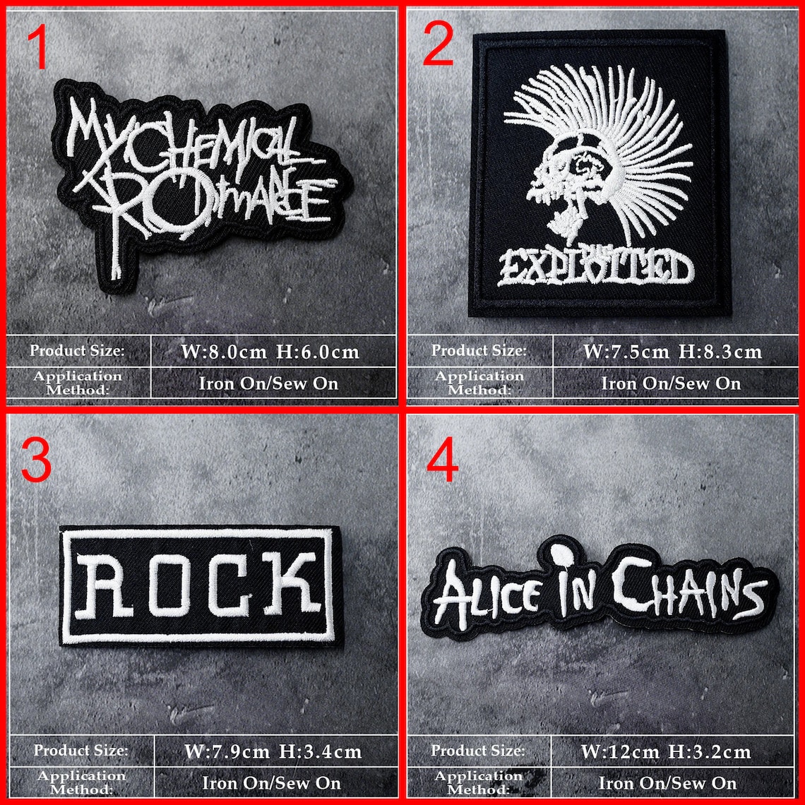 Rock Band Patches Black and White for Clothing, Embroidery Stripes Iron ...