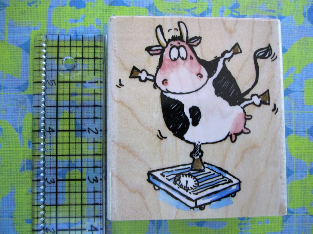 Tiptoe Cow Rubberstamp - Etsy