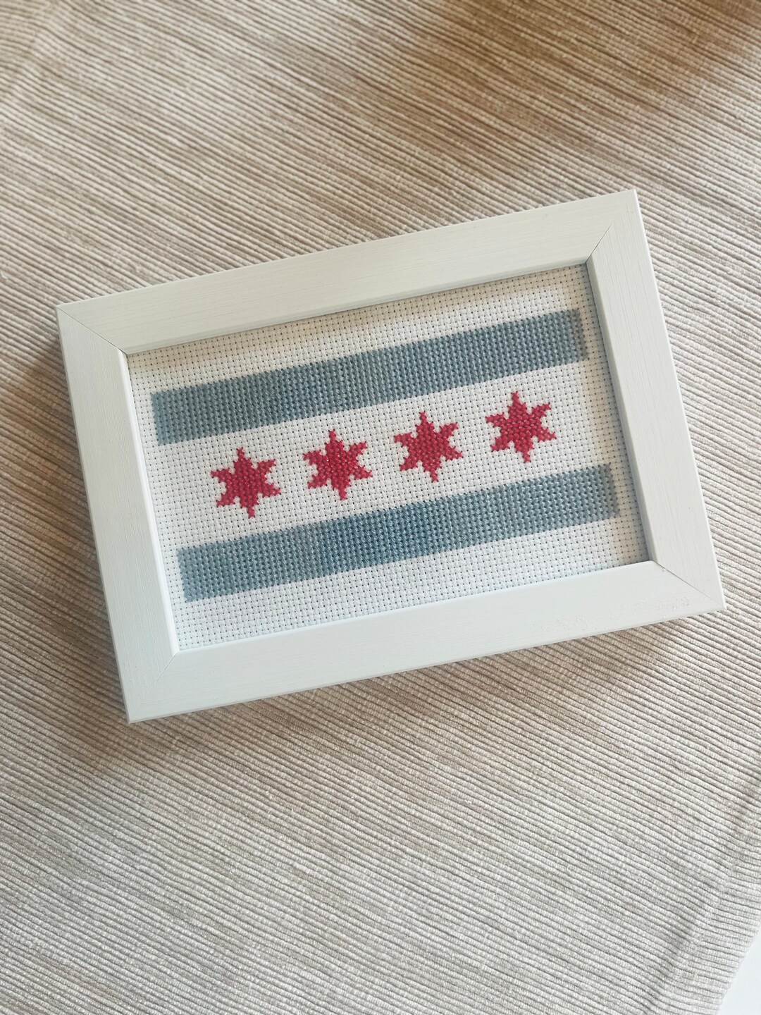 Hand Embroidered Chicago Flag Cross Stitch, City Souvenir - Etsy