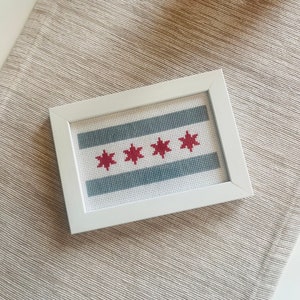 Hand Embroidered Chicago Flag Cross Stitch, City Souvenir - Etsy