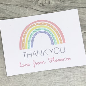 Personalised Rainbow Thank You Note Cards for Children - Etsy UK