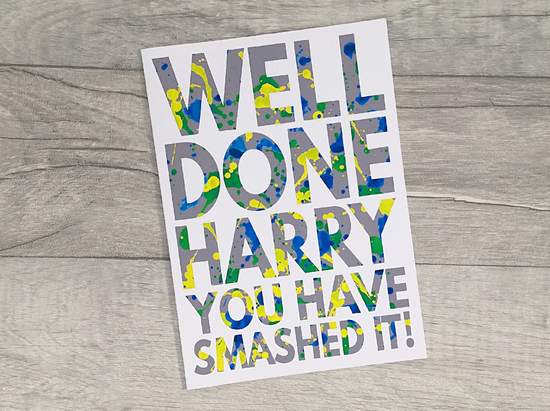 Personalised Well Done, Congratulations, You Have Smashed It Card - Etsy