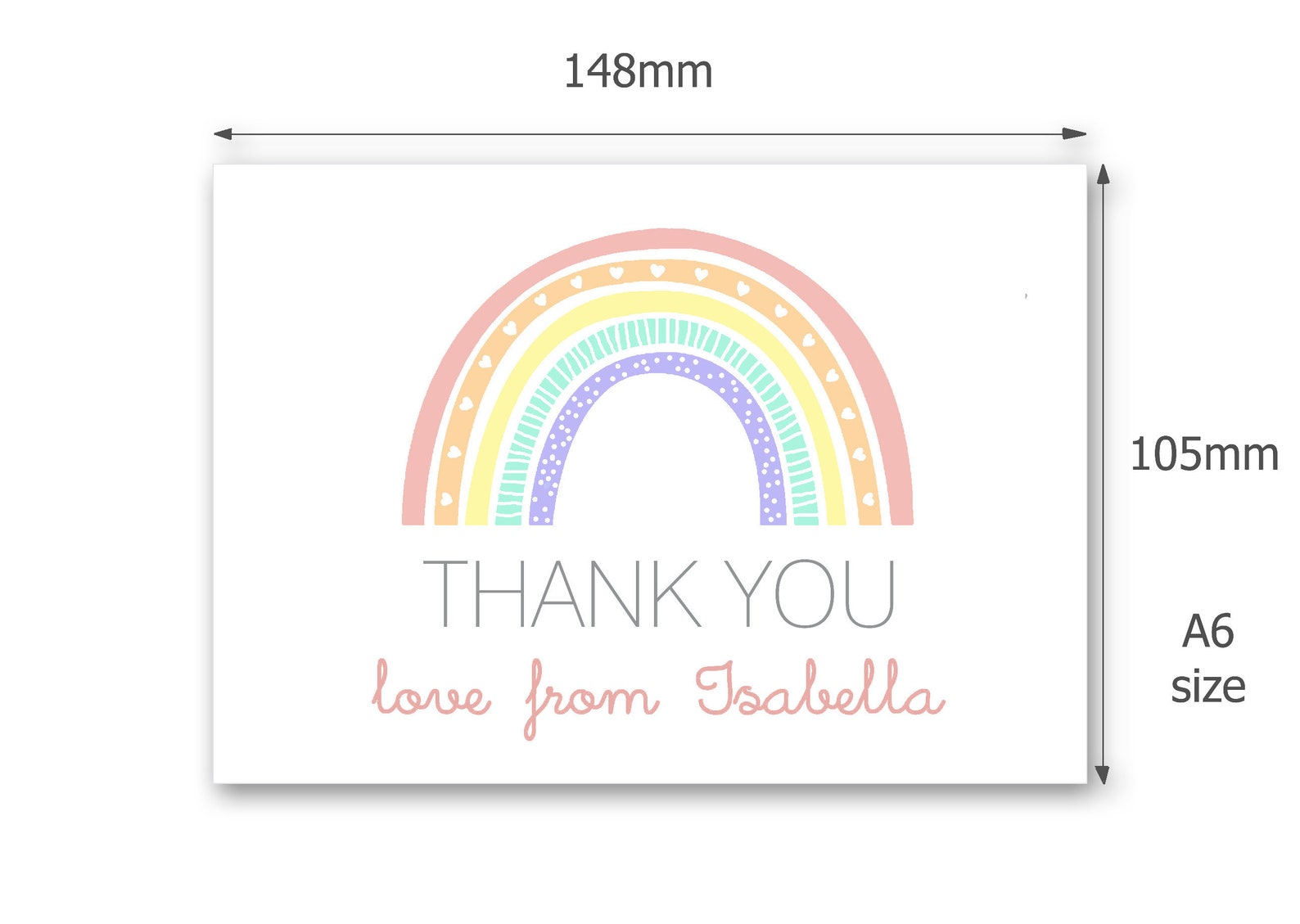 Personalised Rainbow Thank You Note Cards for Children - Etsy UK