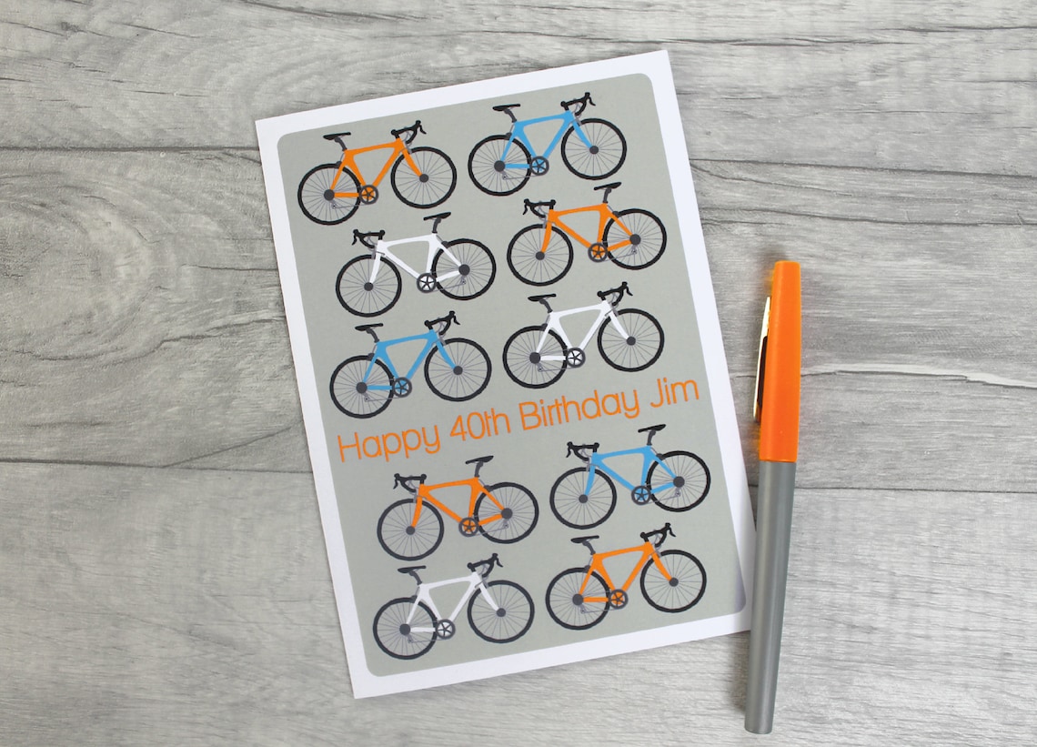 Bicycle Birthday Card Personalised Mens Cycling Card Male | Etsy