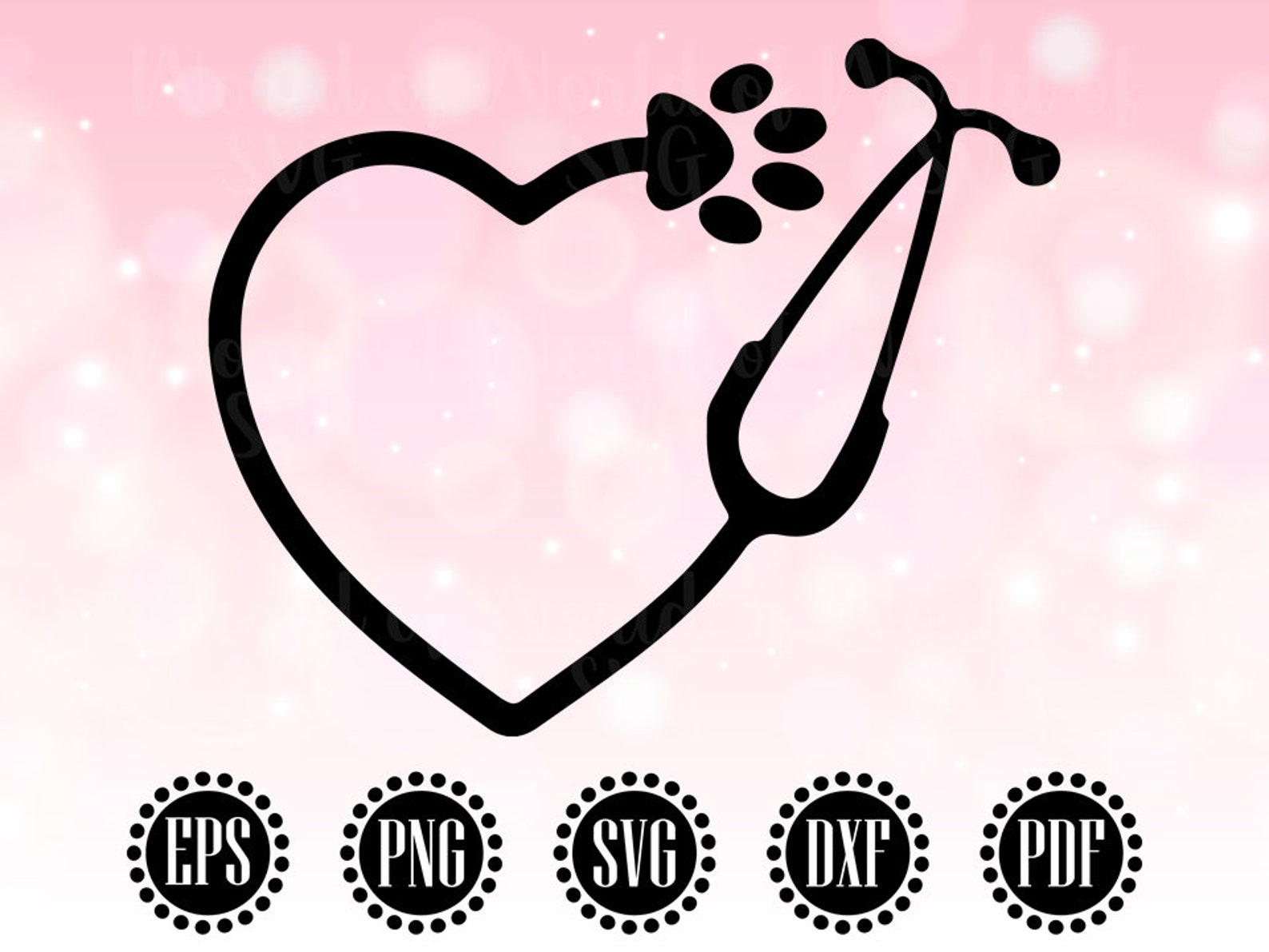 Paw Stethoscope SVG Medical Pet Svg Vet Tech Svg Cut File | Etsy