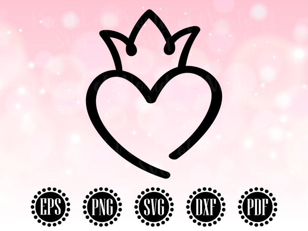 Heart SVG, Princess Crown SVG, Love SVG Cut File, Crown Clipart, Hearts ...